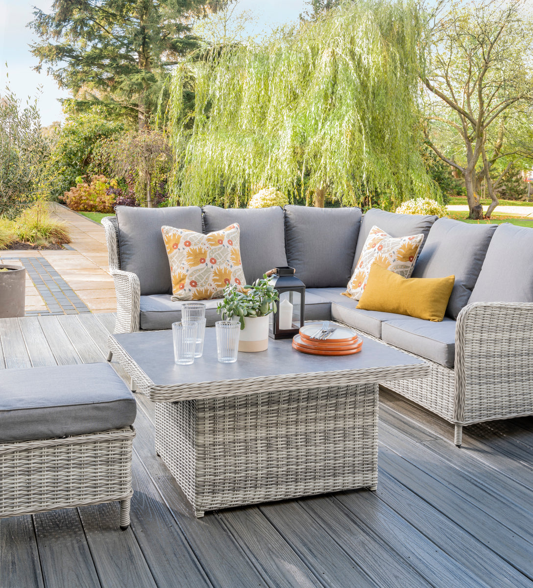 The Rochefort Deluxe Mini Corner Set (High/Low Table) – Indoor Outdoor UK