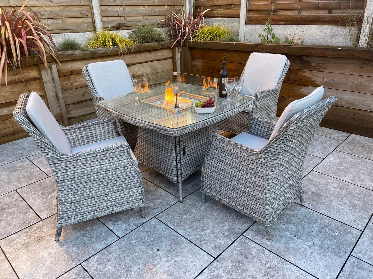 The Santorini square 4 seater fire pit set- – Indoor Outdoor UK