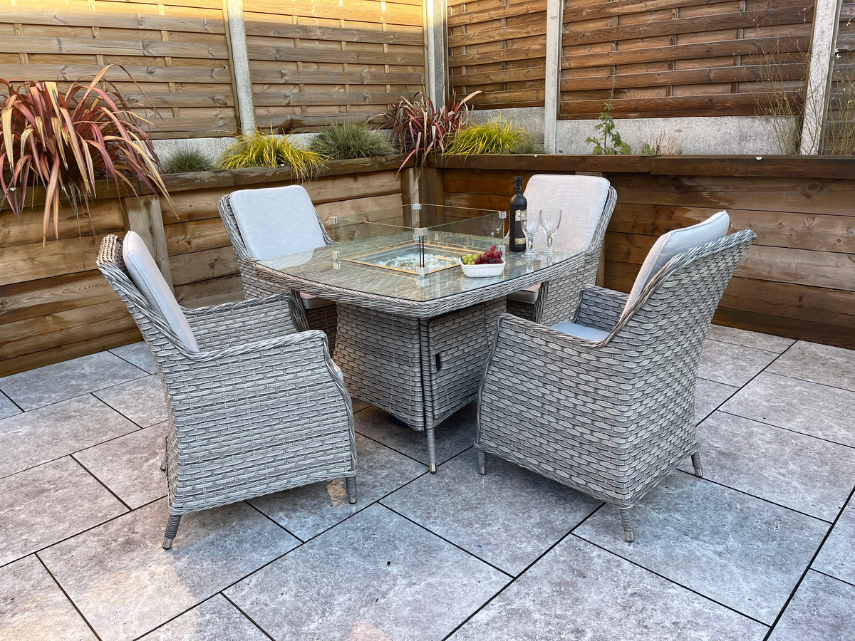The Santorini square 4 seater fire pit set- – Indoor Outdoor UK
